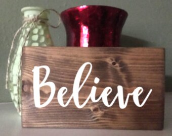 Believe wood sign | Etsy