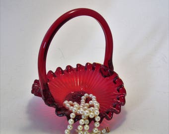 Fenton glass basket | Etsy