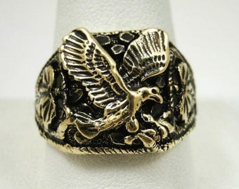 14k gold eagle ring | Etsy