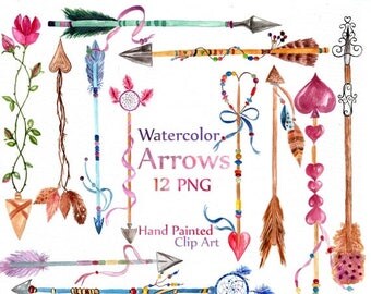 Boho Arrows. 17 hand drawn Clipart. Tribal native diy