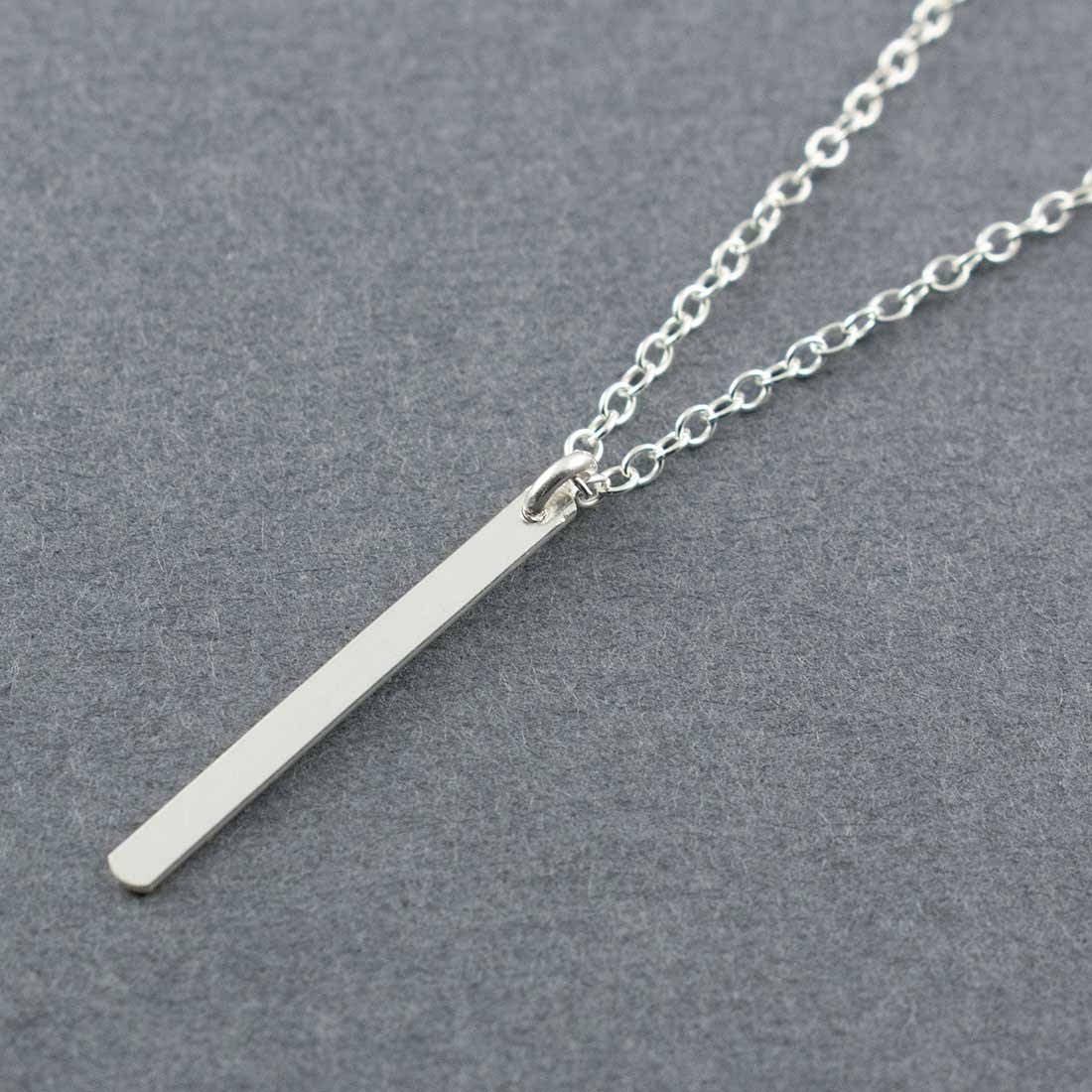 Sterling Silver Bar Pendant Necklace