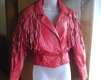 Red leather jacket | Etsy