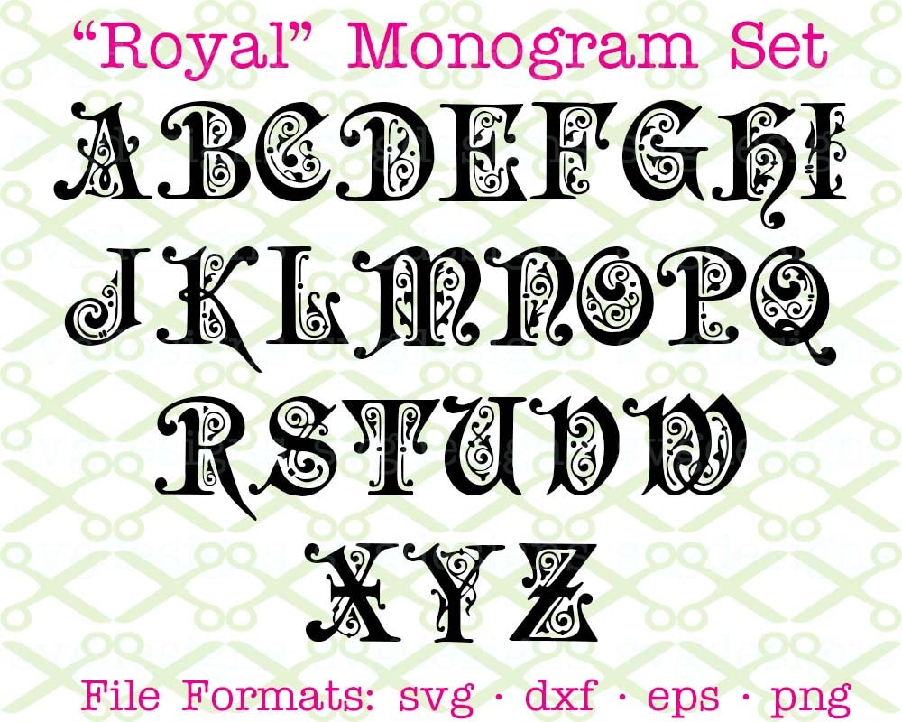 Royal Scroll SVG Monogram Letters Svg Dxf Eps & Png. Scroll