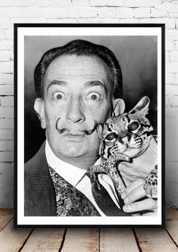 Salvador Dali with his ocelot by Roger Higgins in 1965