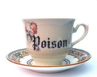 Poison Tea Set Altered Retro Set by BeatUpCreations on Etsy