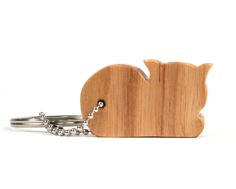 Cat Key Chain Kitten Key Chain Wood Scroll Saw Outline Animal