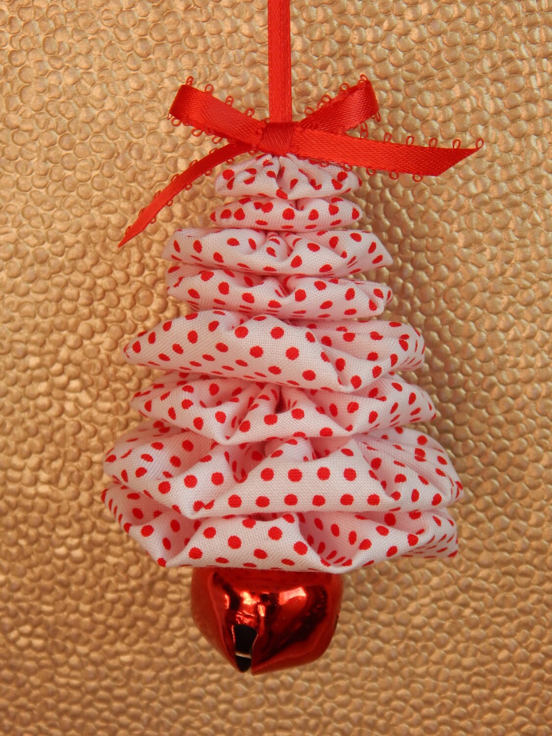 Red Dots on White Yo Yo Tree Ornament