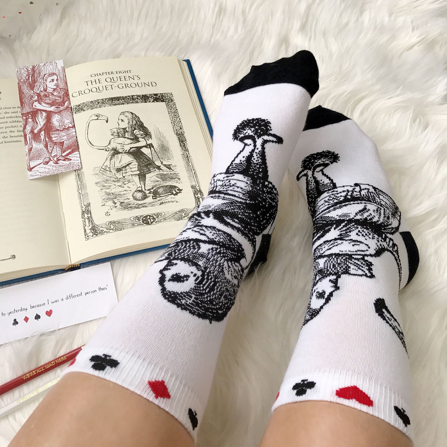 Alice in Wonderland Socks Ladies Socks Gift for Book Lover