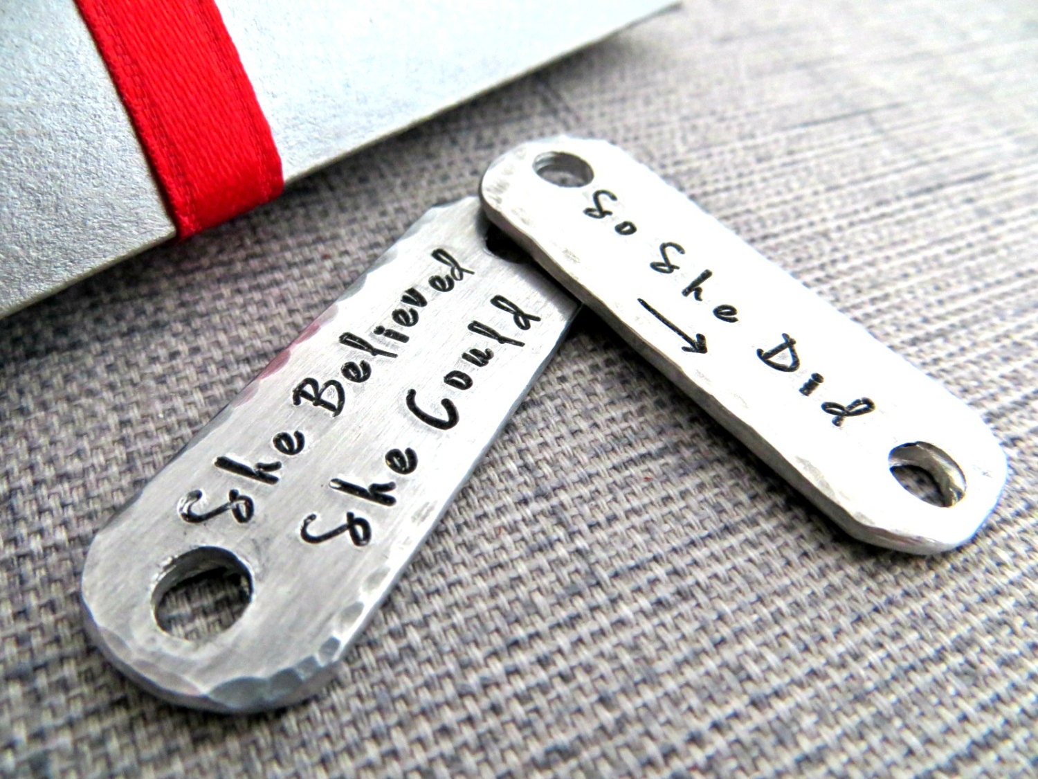 Custom running shoe lace tags She Believed She Could So She