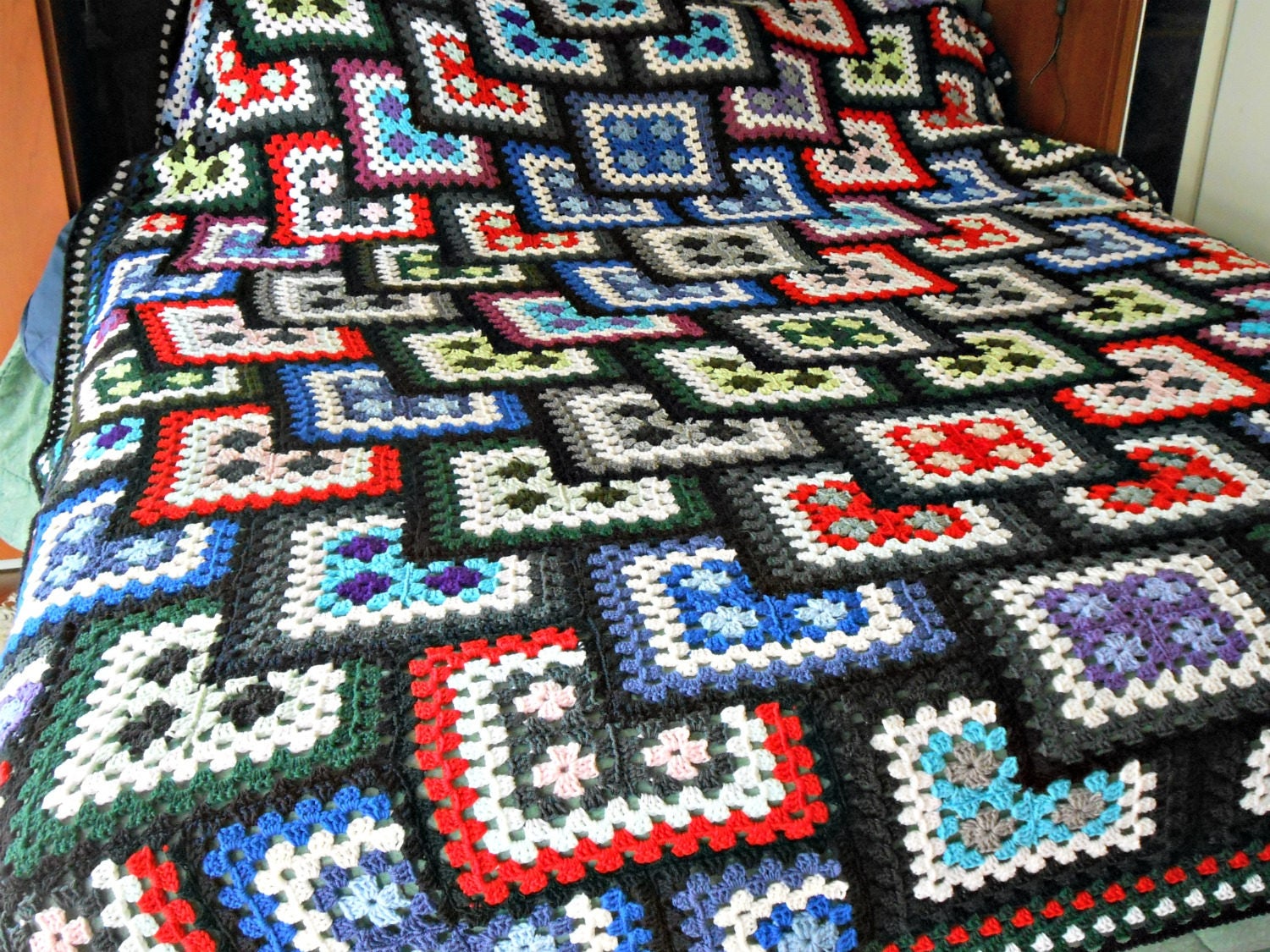 Coperta Granny square coperta uncinetto matrimoniale