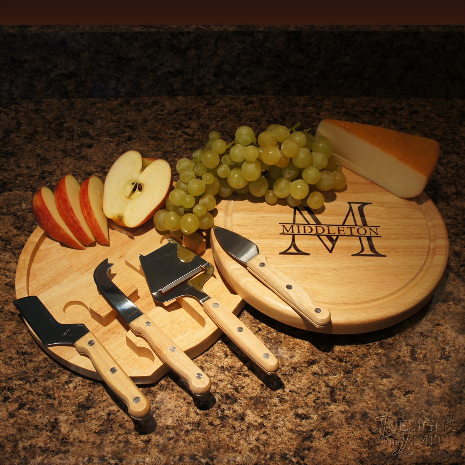 Personalized Cheese Board & Cutlery Set with Engraved