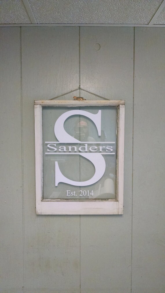 Initial last name monogram window pane wall decal sticker