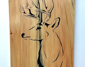 Wood carved deer | Etsy