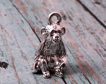 Silver monkey charm | Etsy