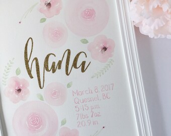 Flowers and Stripes Shabby Chic Garden Theme Nursery Art