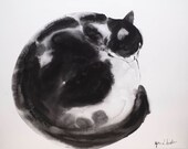 Original watercolor paintings of cats and landscapes by bodorka