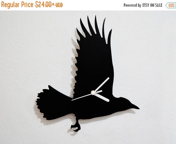 Crow Flying Silhouette Wall Clock by SolPixieDust on Etsy