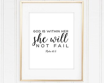 God is With Her she will not fail Wall Decal Nursery Decor