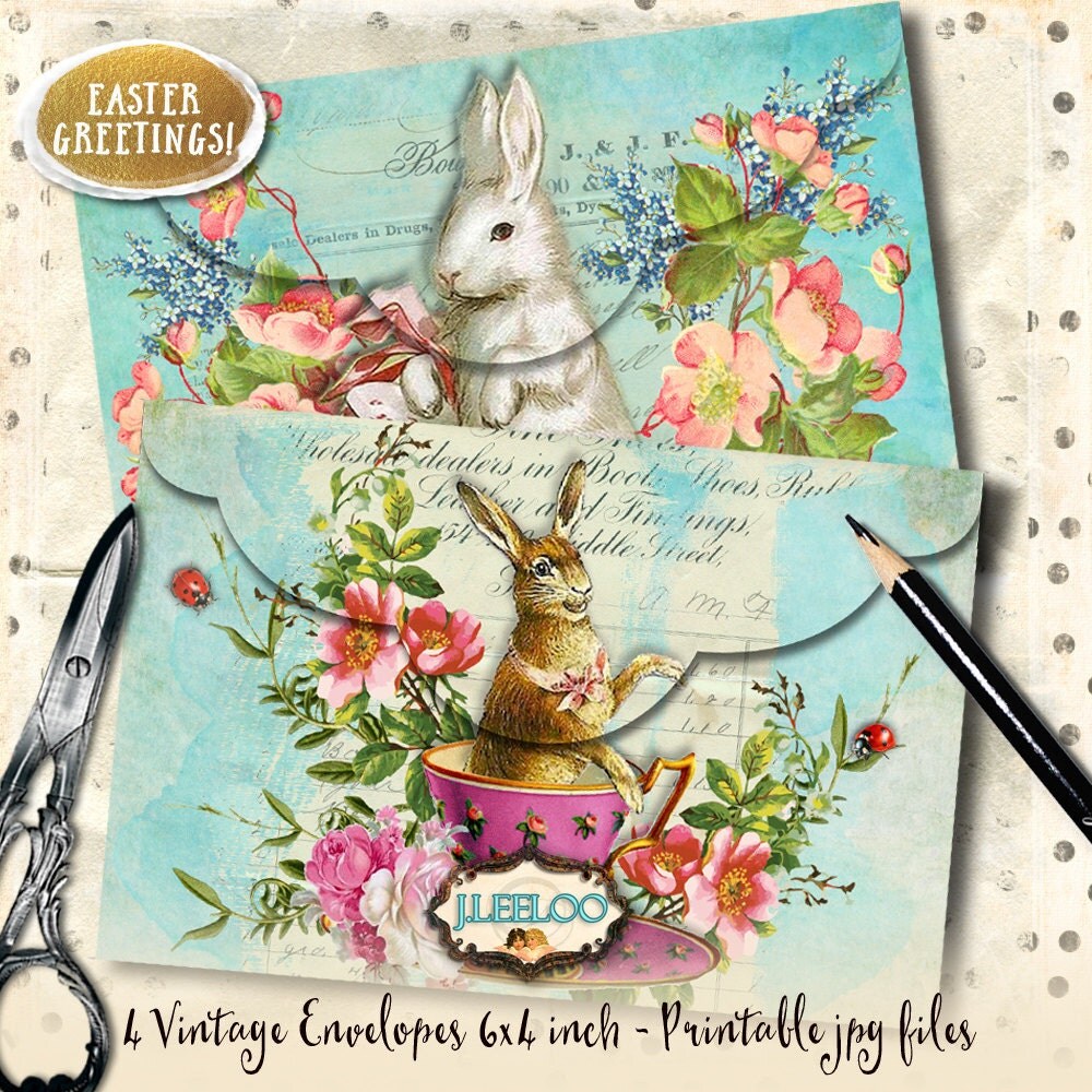 BUNNY ENVELOPES easter invite greetings envelopes Digital