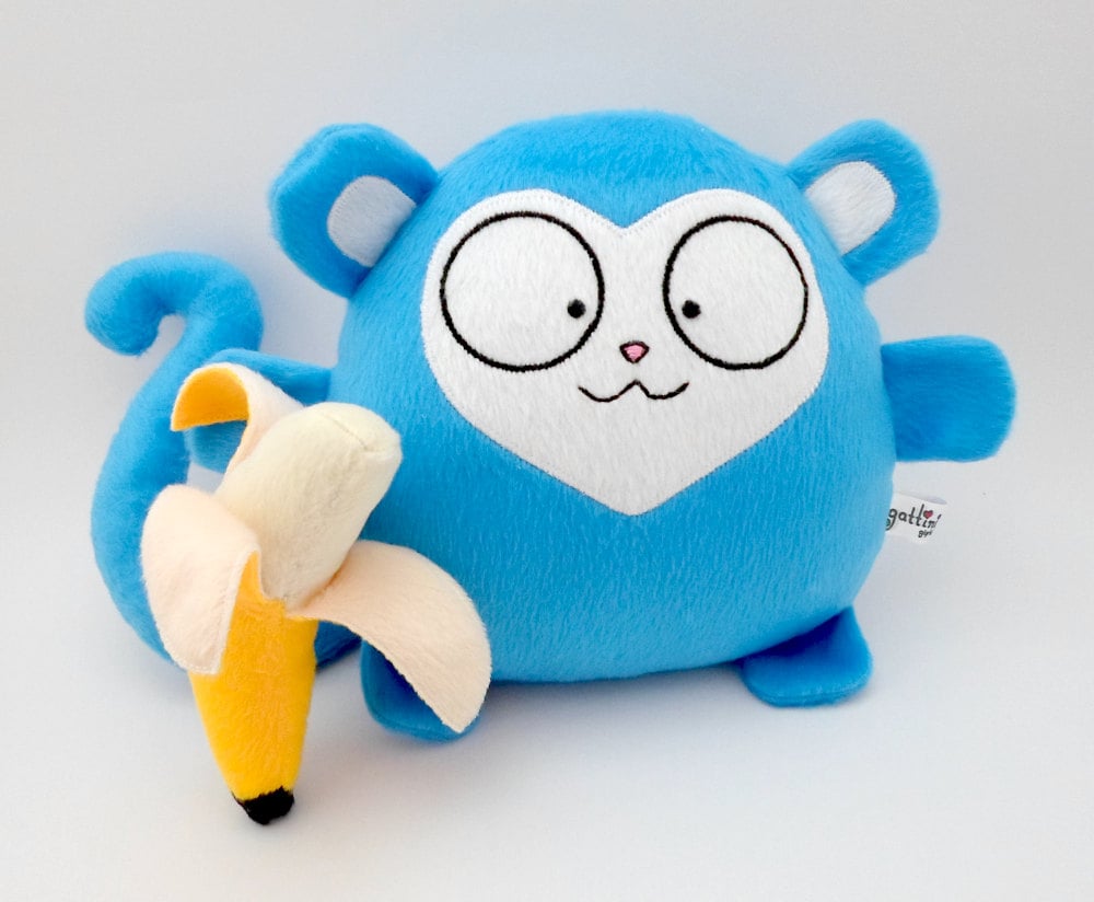 Monkey Blue Plush Toy Personalized Cute nursery decor plushies