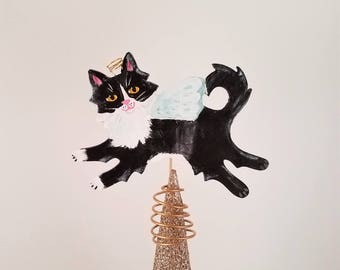 Cat Tree Toppers Ornaments Feeders by KittyCatArtStudio on Etsy