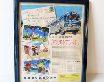 Items similar to Vintage Go Greyhound Bus Travel Poster - Winter ...