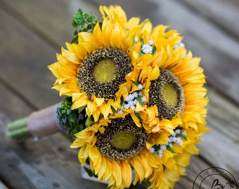 CHOOSE RIBBON COLOR Sunflower Bouquet Sunflower Bridal