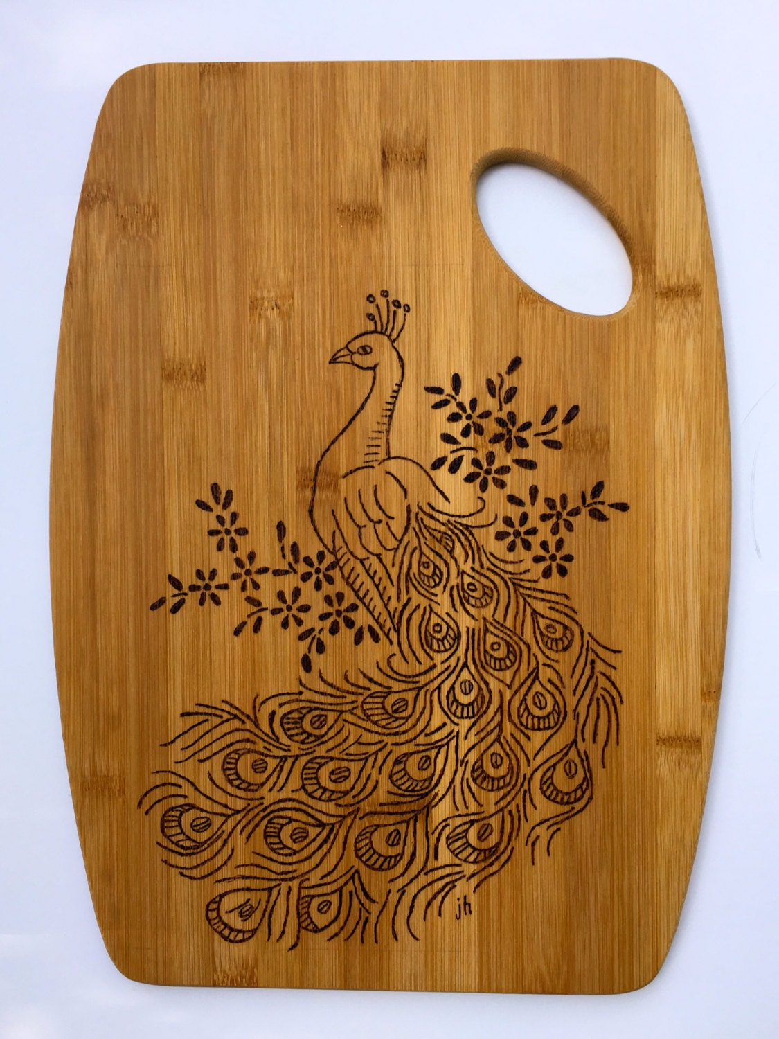 Peacock Cutting Board Pyrography