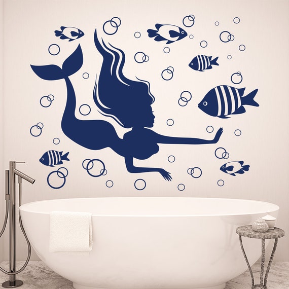 Mermaid Wall Decals Nautical Sea Design Fish Decal by DecalHouse