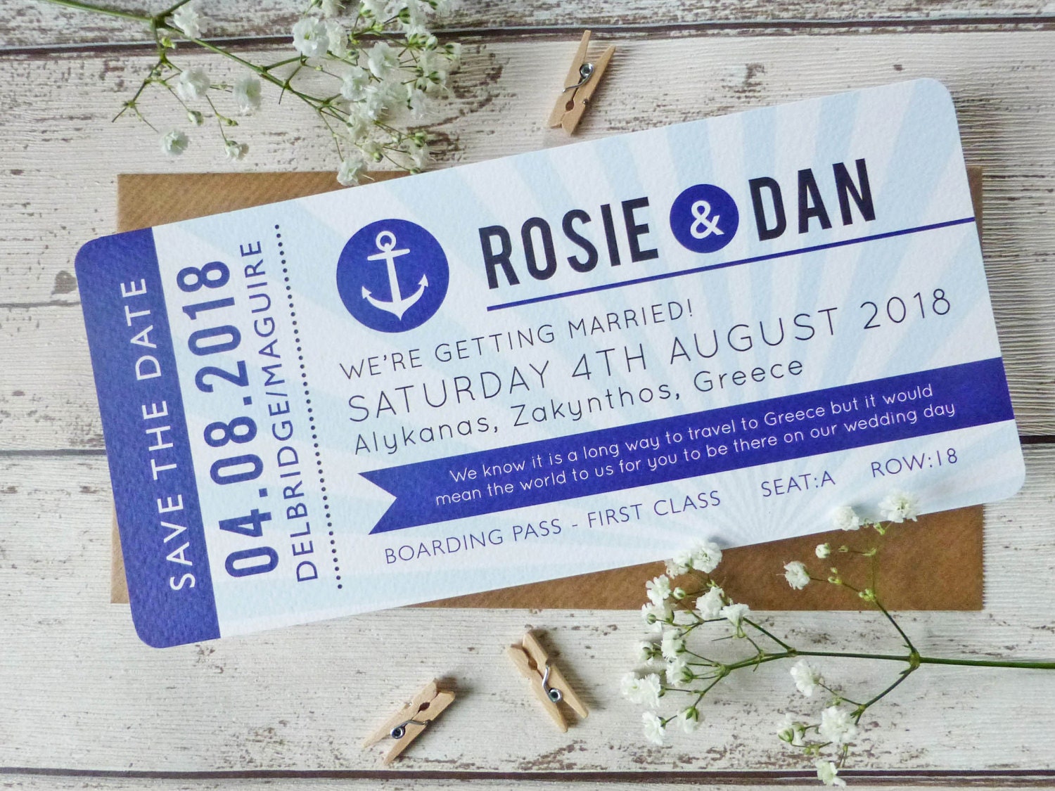 Boarding Pass Save The Date Wedding Invitation