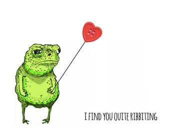 Frog valentine card | Etsy