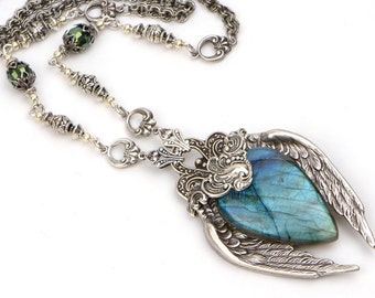 Unique angel wing necklace related items | Etsy