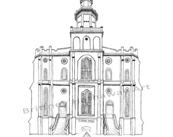 LDS Temple Print St. George Utah Temple Watercolor temple
