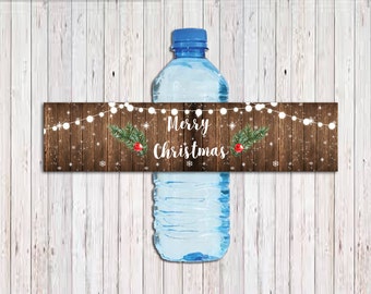 Christmas Water Bottle Labels EDITABLE Printable Christmas
