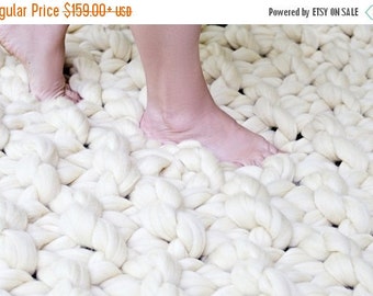 Chunky Rug Chunky Knit carpet Giant knit throw Jumbo by Becozi