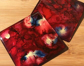 Alcohol ink coasters | Etsy