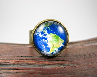 Earth Ring Planet Earth Jewelry Space Ring Earth Day