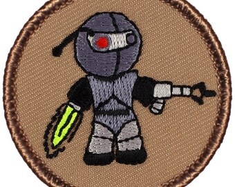 Robot Dragon Patch 692 2 Inch Diameter Embroidered Patch
