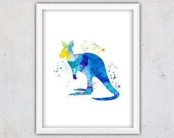 Kangaroo watercolor | Etsy