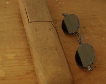 Vintage Wire Rim Spectacles Green Sunglasses Brass Rims with