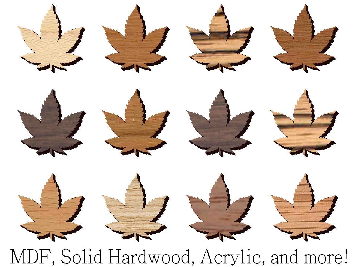 Laser Cutout 12 pc Cannabis Marijuana pot leaf Shape (MDF Hardwood ...