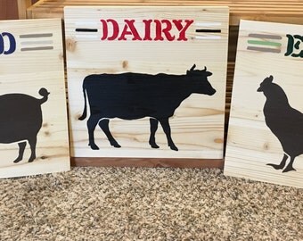 Pig chicken cow sign | Etsy