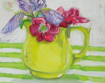 colorful original mixed media paintings by Polly by PollyPainting