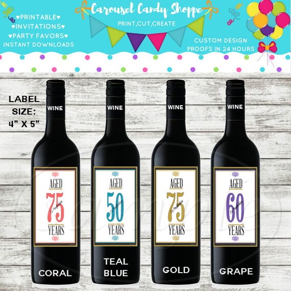 Aged To Perfection Wine Bottle Labels Birthday Wine Bottle