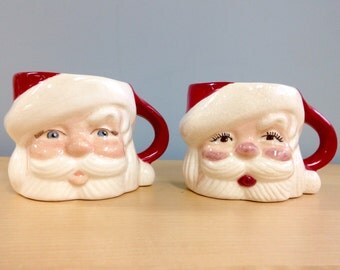 Vintage santa mugs | Etsy