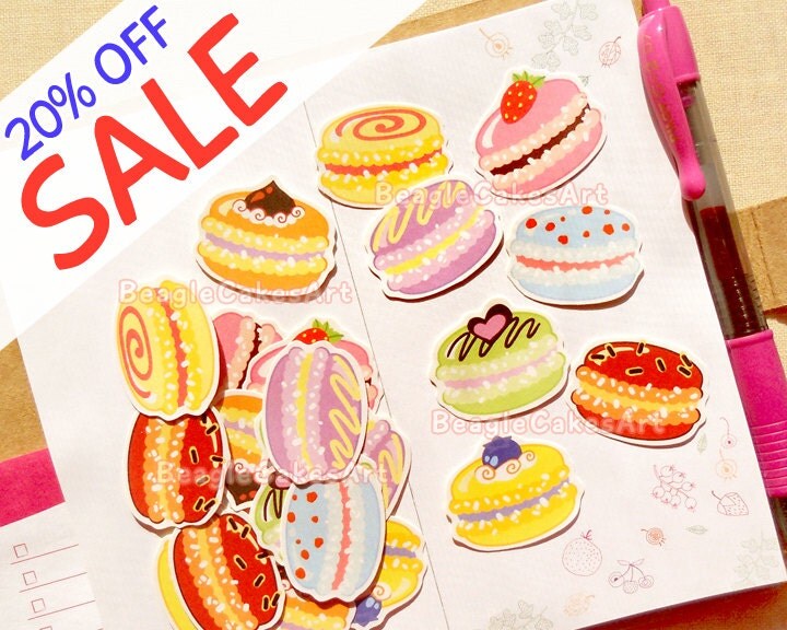 Macaron Stickers. Colorful Stickers. Planner by BeagleCakesArt