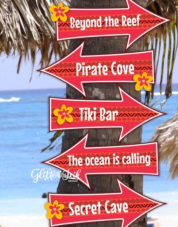 Moana Polynesian inspired party arrow signs pdf printable Photo Prop ...
