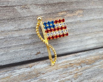 Rhinestone flag pin | Etsy