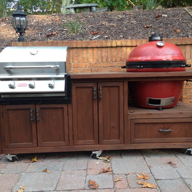 Grill Tables Cooler Bar Carts & Custom Furniture by RusticWoodWorx