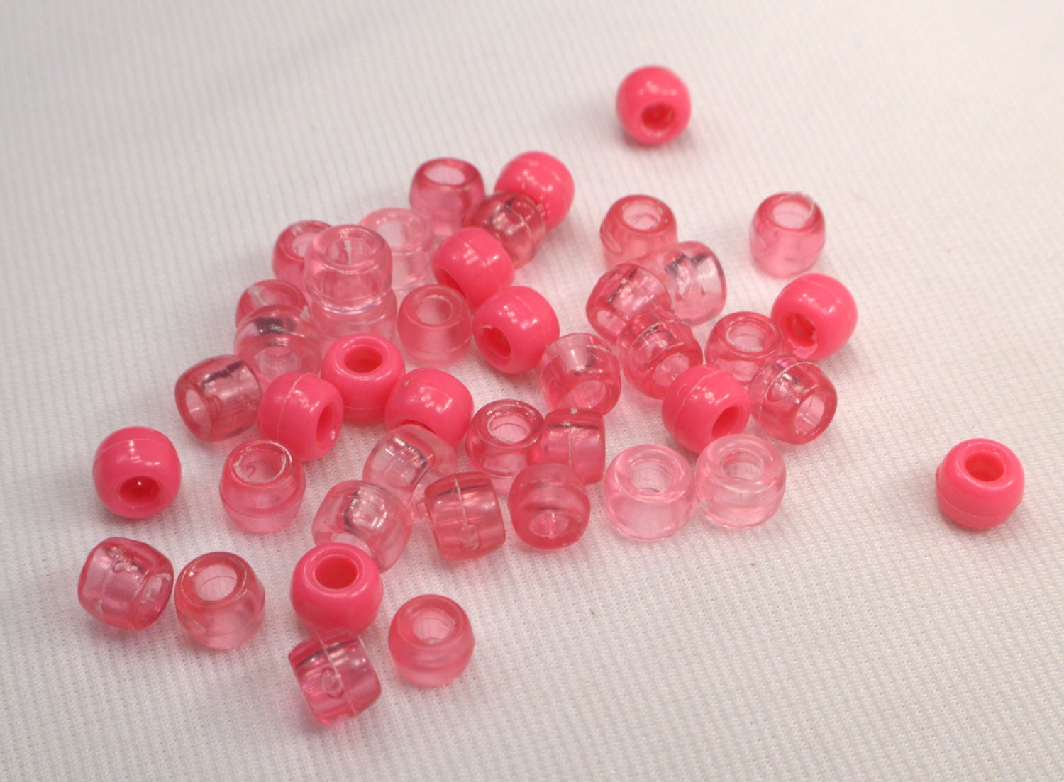Vintage Pink Pony Beads Large Hole Pink Beads Pink Jewelry